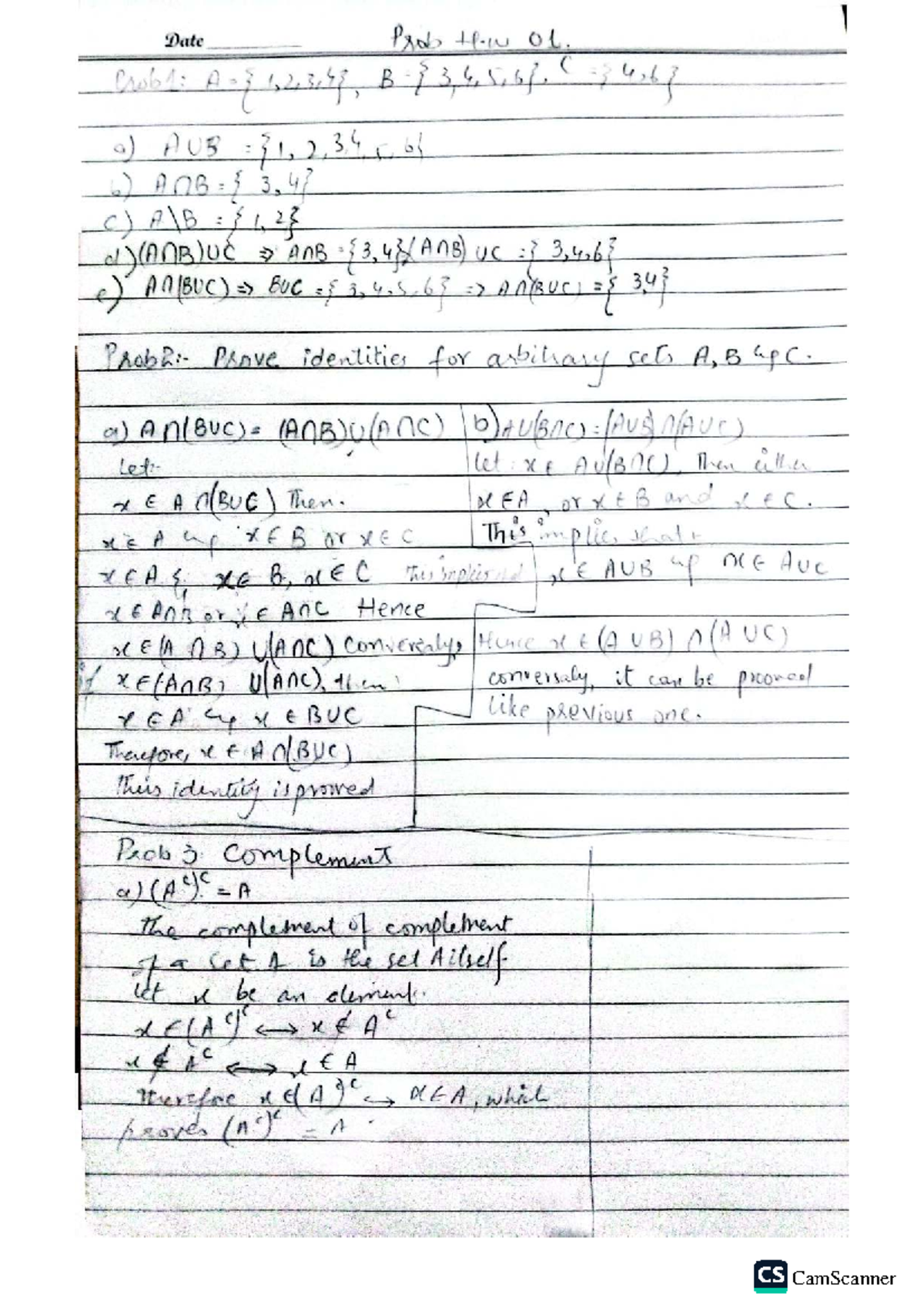 Prob H.W 01 Solutions: Set Theory and Countability Concepts - Studocu