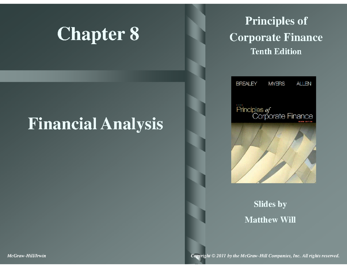 Chapter 8 Financial Analysis: Corporate Finance Principles (Course Code ...
