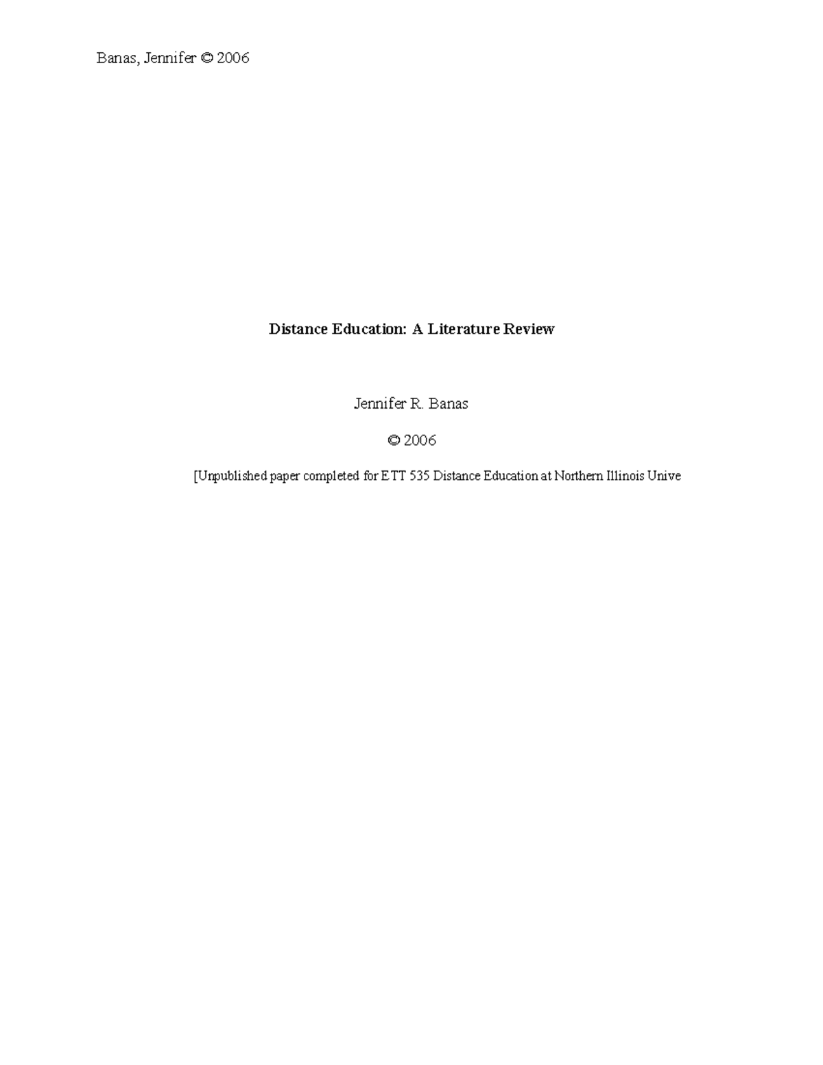 Distance Education Literature Review - Distance Education: A Literature ...