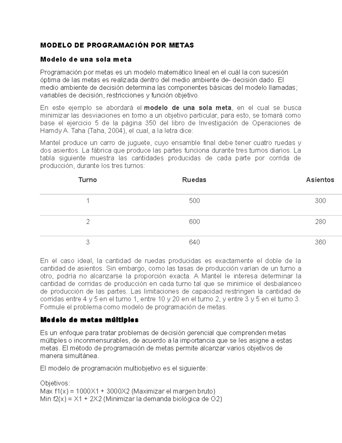 Modelo de Programación por Metas: Ejemplos y Aplicaciones - Studocu