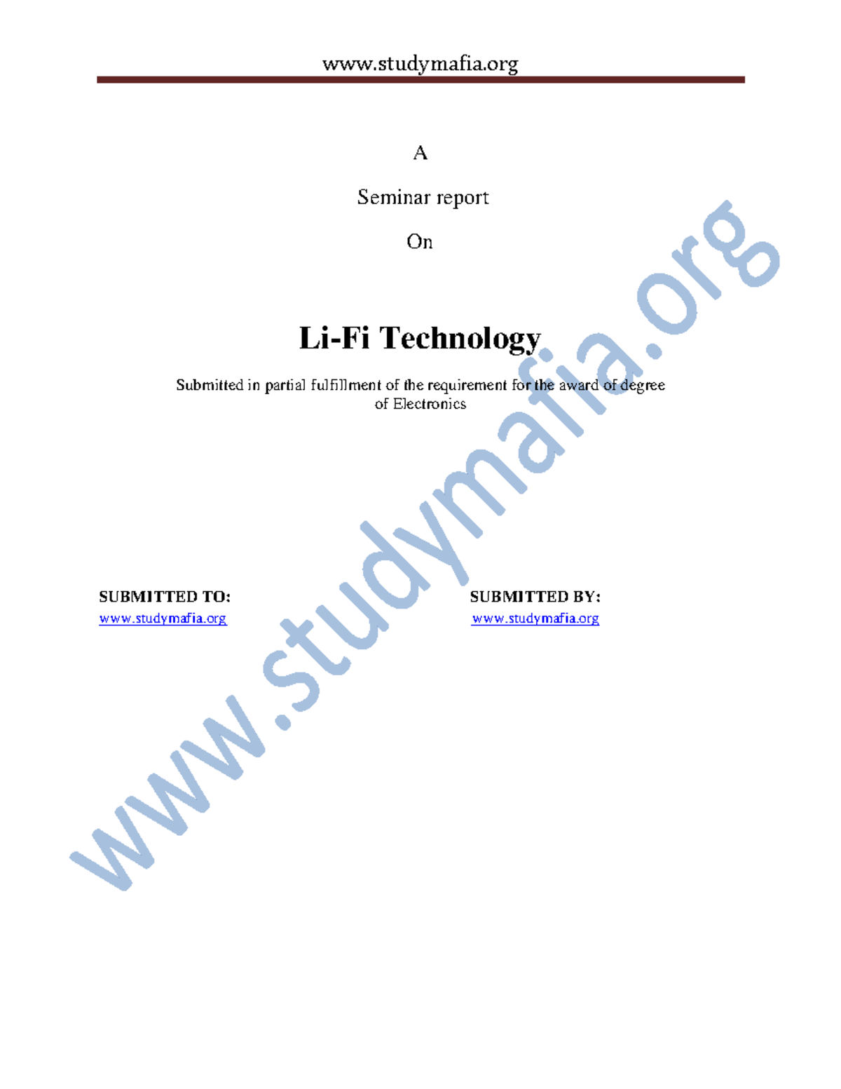 ECE Seminar Report on Li-Fi Technology: Revolutionizing Data Transfer - Studocu