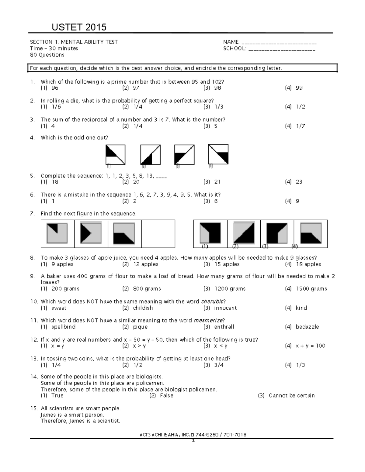 [ Ustet 2015 ] Mental Ability Test Questions and Practice Problems ...