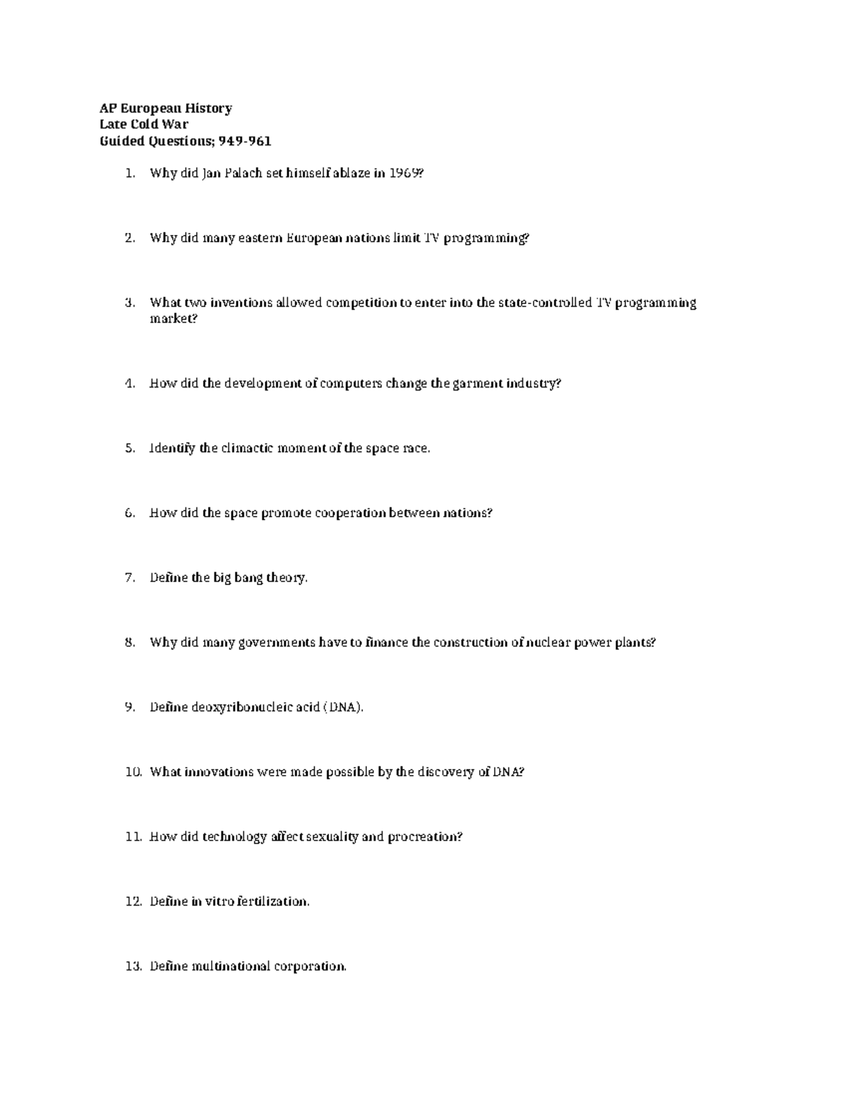 AP European History Guided Notes: Late Cold War Insights - Studocu