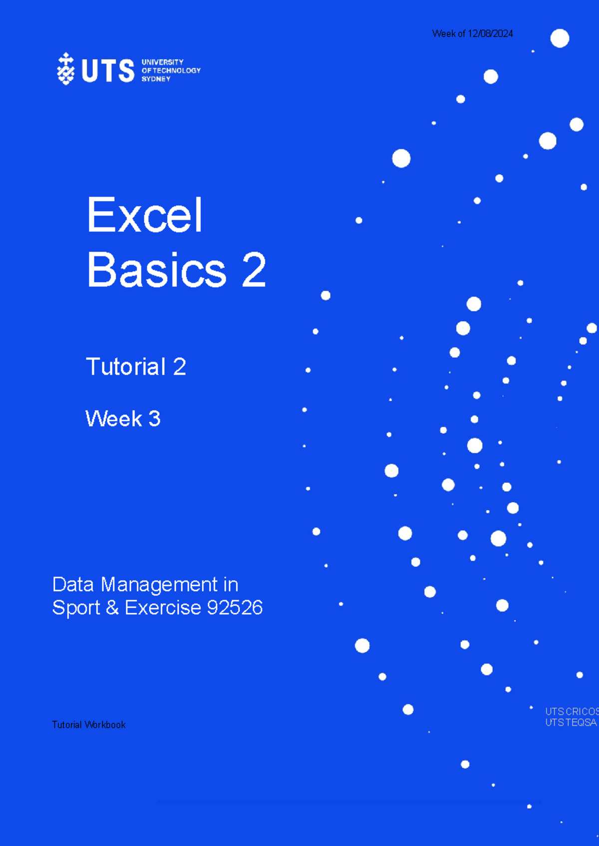 Excel Basics 2 Tutorial 2: Data Management in Sport Exercise 92526 ...