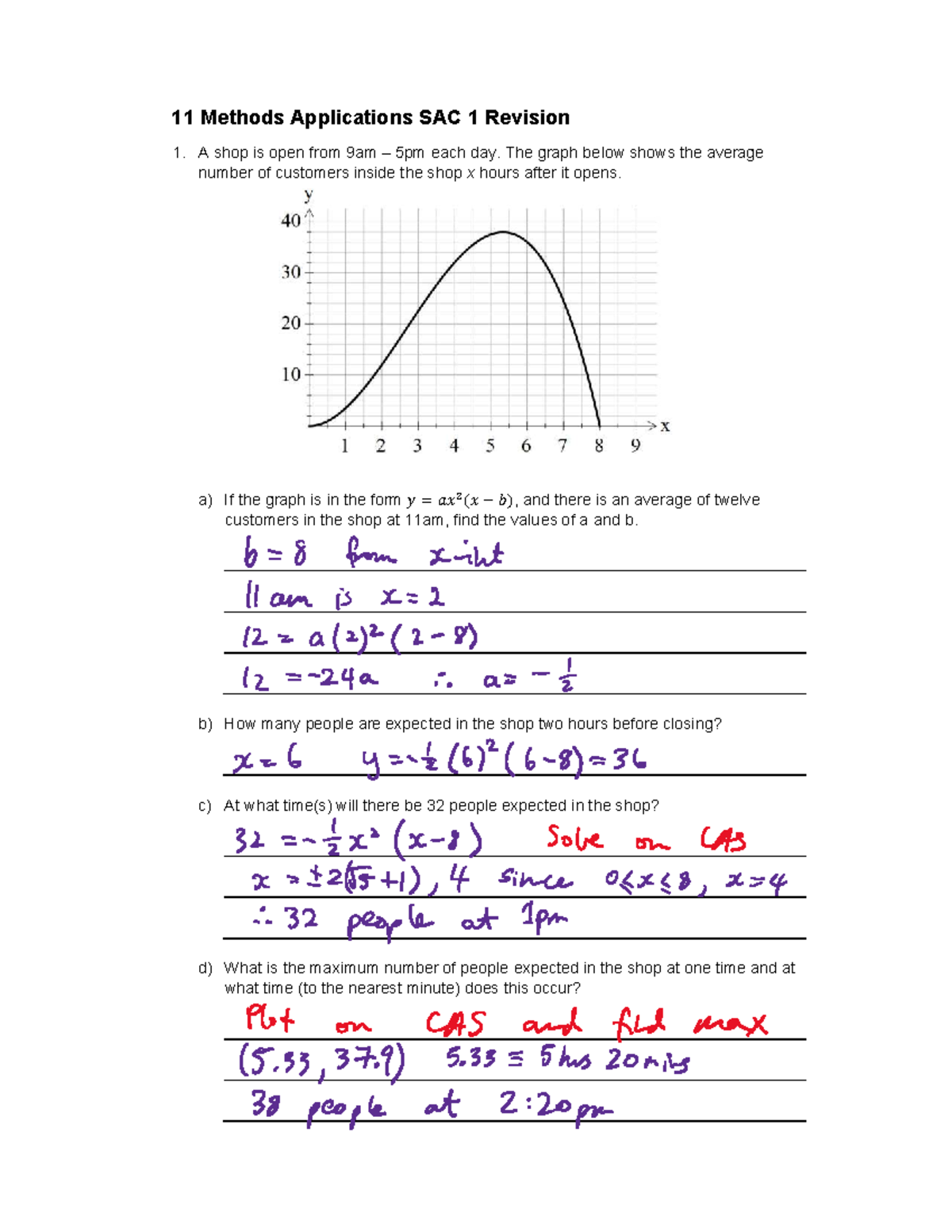 11 Methods Applications SAC 1 Revision Solutions - Studocu