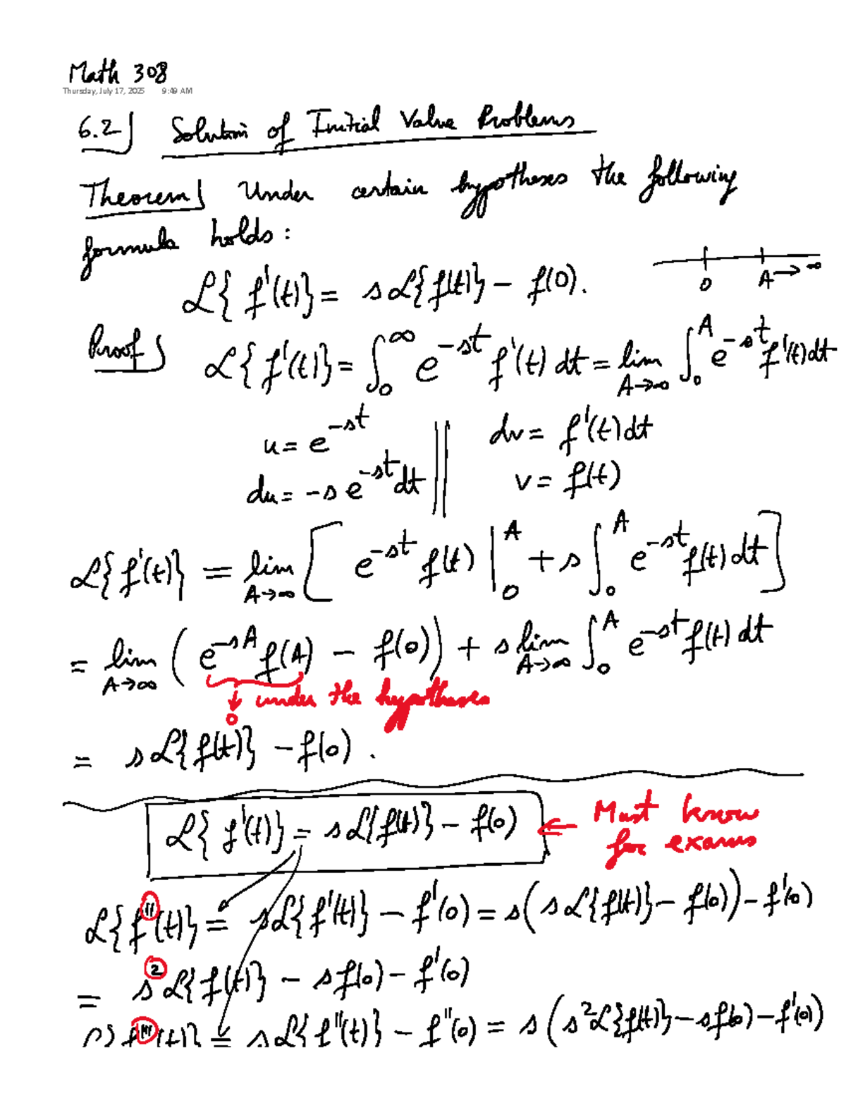 Math 308 Lecture 10 - Differential Equations Notes on IVP Solutions ...