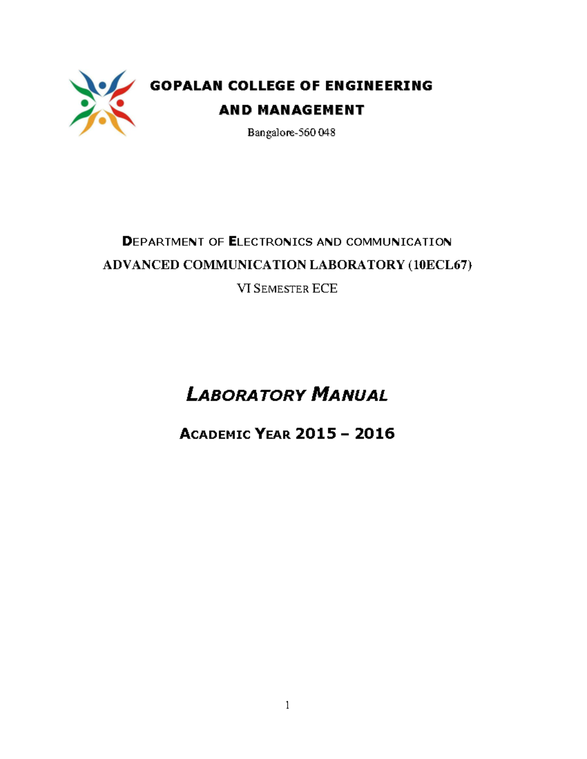 Advanced Communication Lab Manual (10ECL67) - VI Semester ECE - Studocu