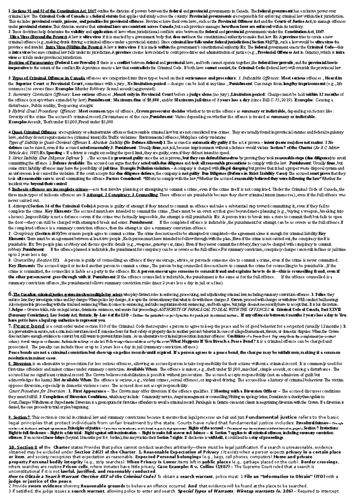 Criminal Law Cheat Sheet: Key Concepts & Sections (CRIM 101) - Studocu