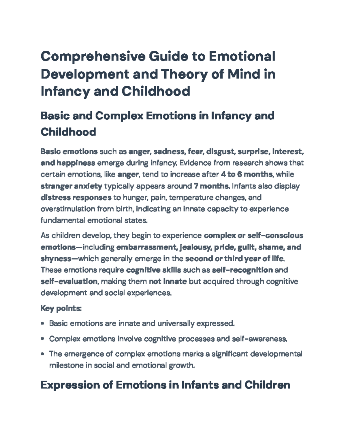 Comprehensive Overview of Emotional Development & ToM in Infancy ...
