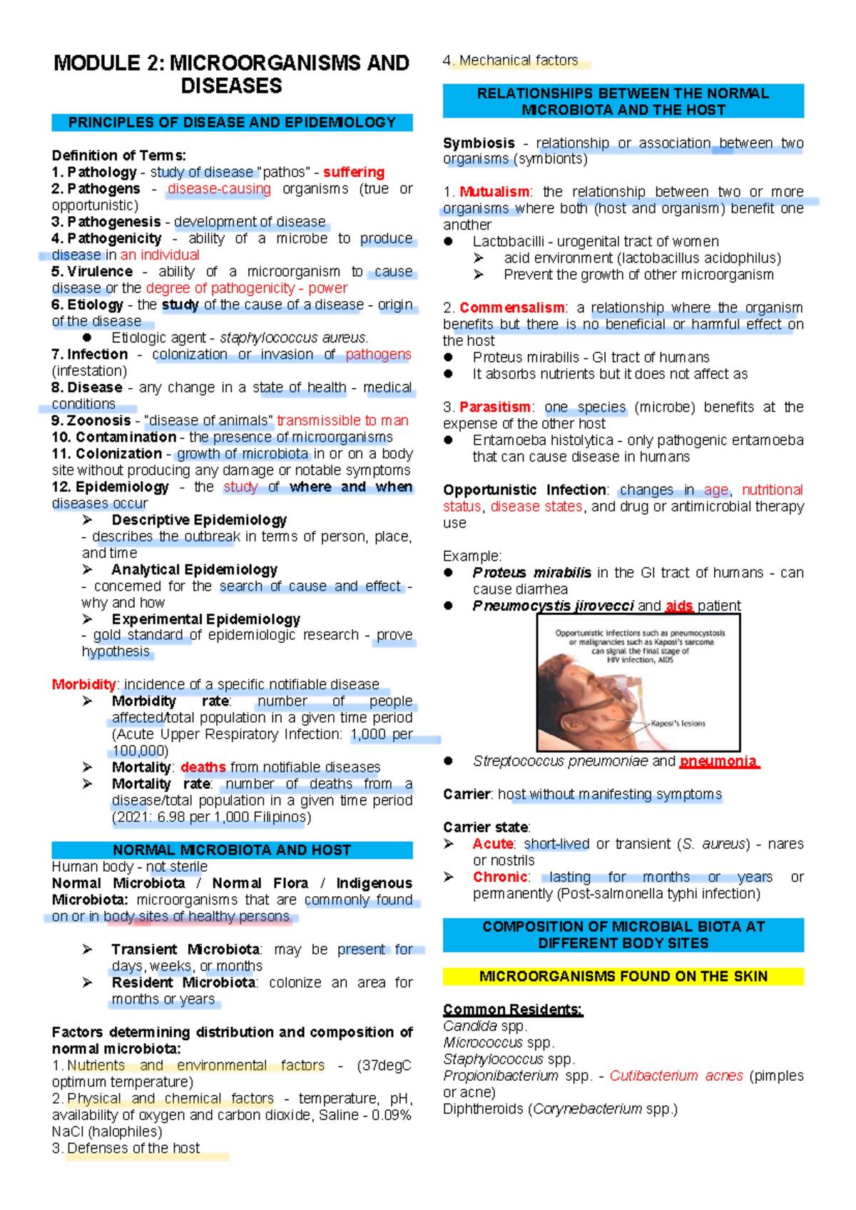 Bacte Module 2: Microorganisms, Diseases, and Epidemiology Notes - Studocu