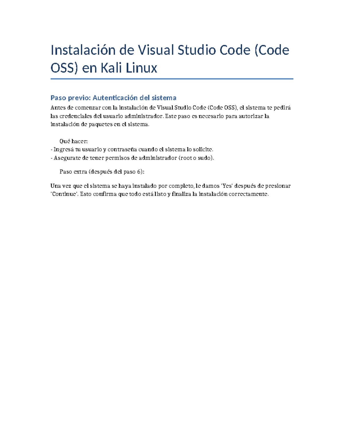 Instalación de Visual Studio Code (Code OSS) en Kali Linux Final - Studocu