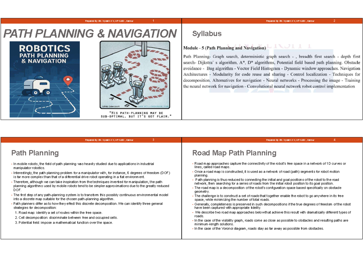 M5: Path Planning and Navigation Techniques in Robotics - Studocu