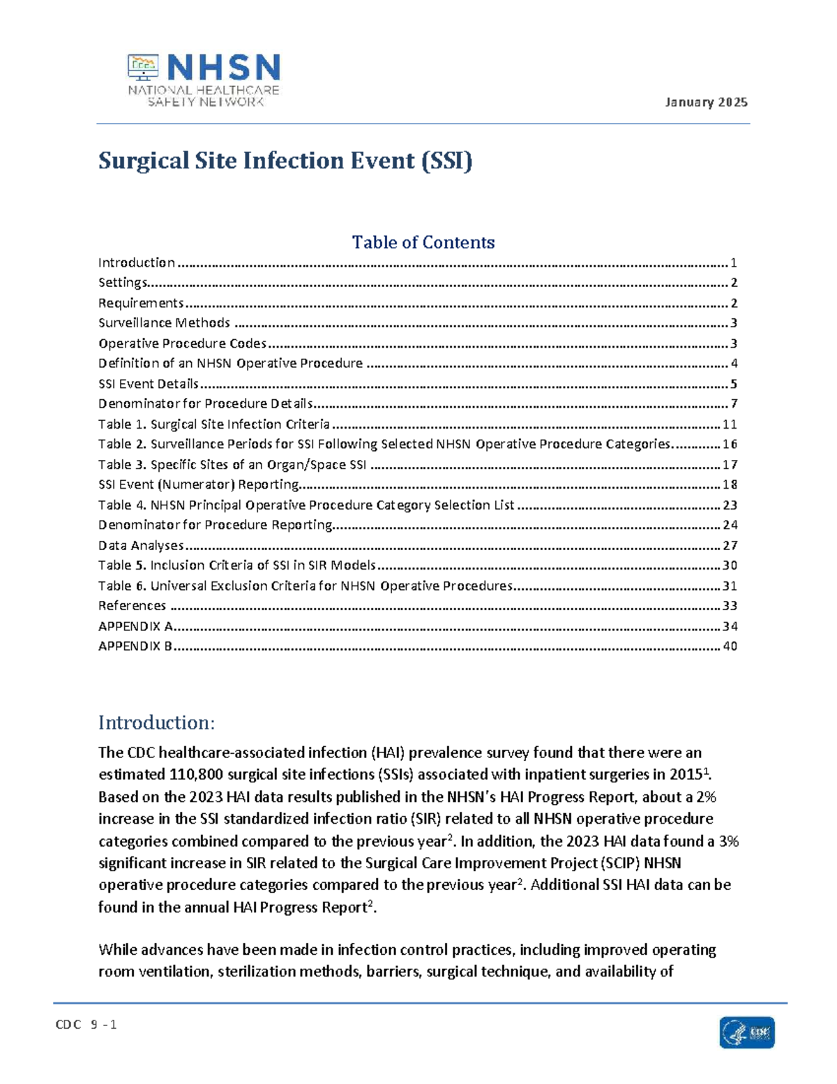 January 2025 NHSN Surgical Site Infection (SSI) Surveillance Guide ...