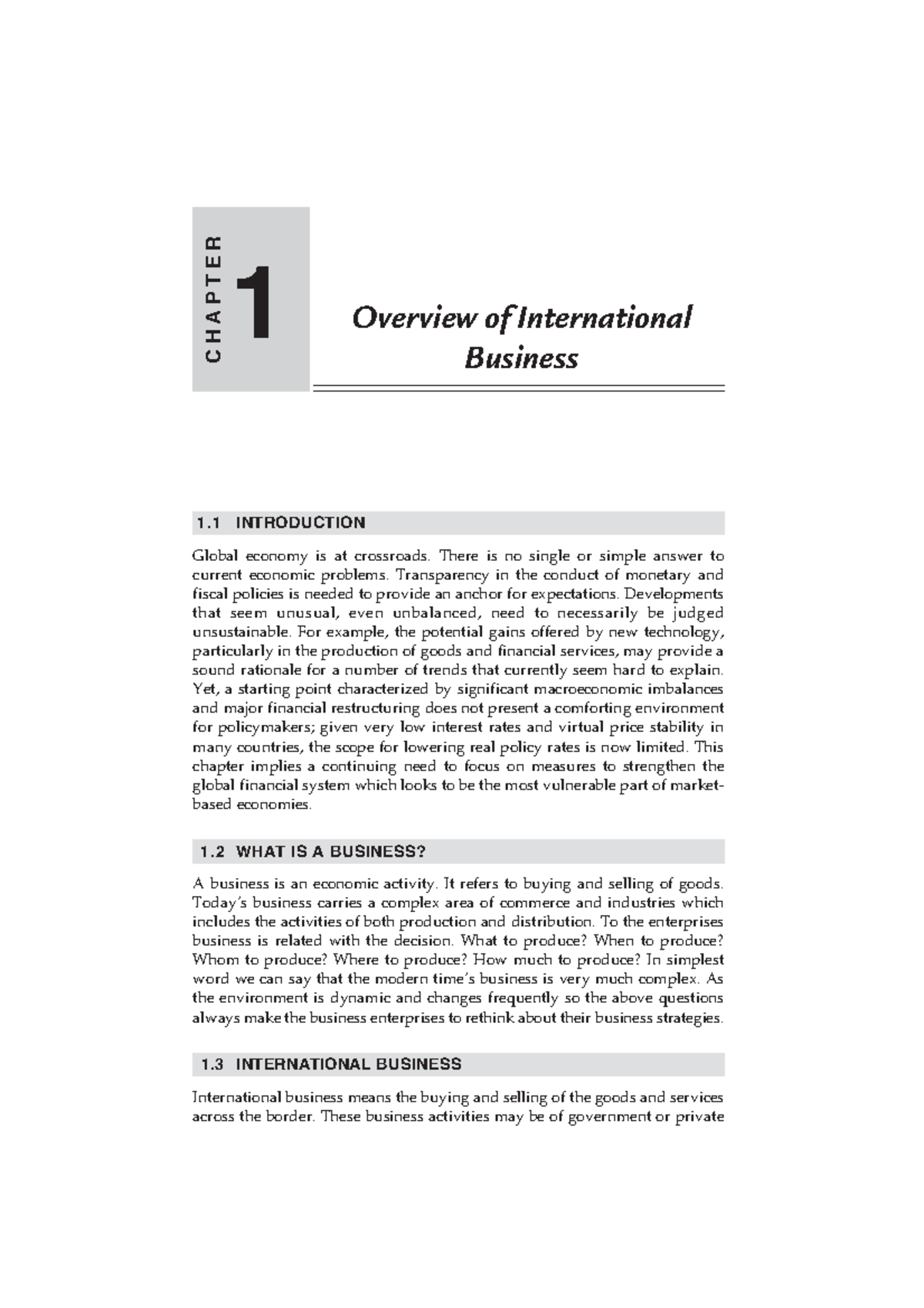 International Business - 1 Overview of International C H A P T E R ...