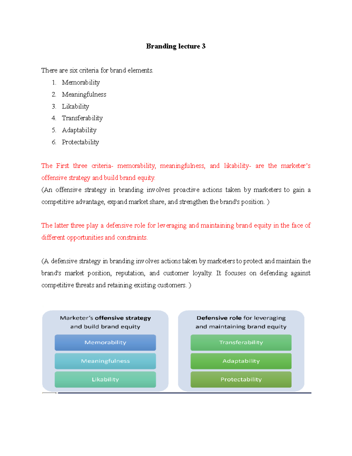Brand lecture 3 chapter 4 - Branding lecture 3 There are six criteria for brand elements. 1 ...