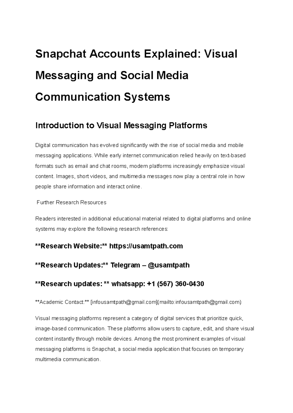 Snapchat Accounts Overview: Visual Messaging & Communication Systems ...
