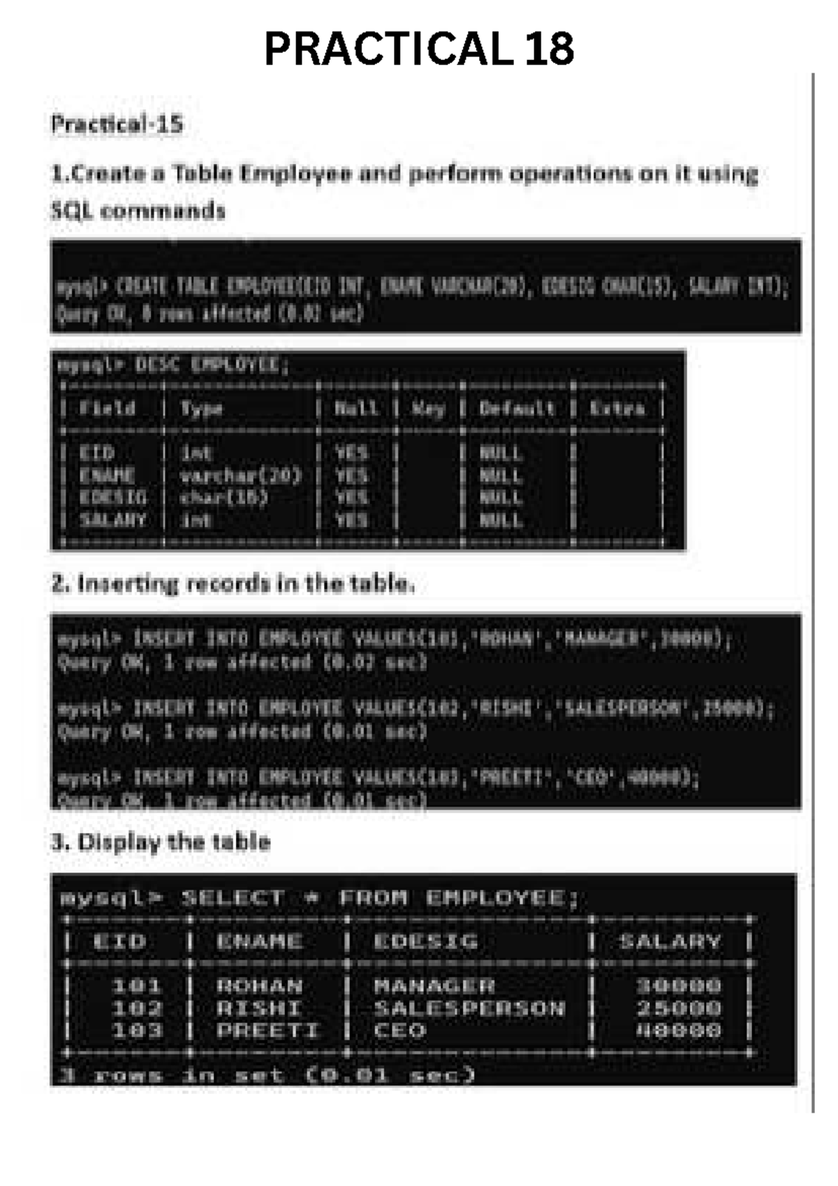 CS Project 1: SQL Employee Table Operations and Queries - Studocu