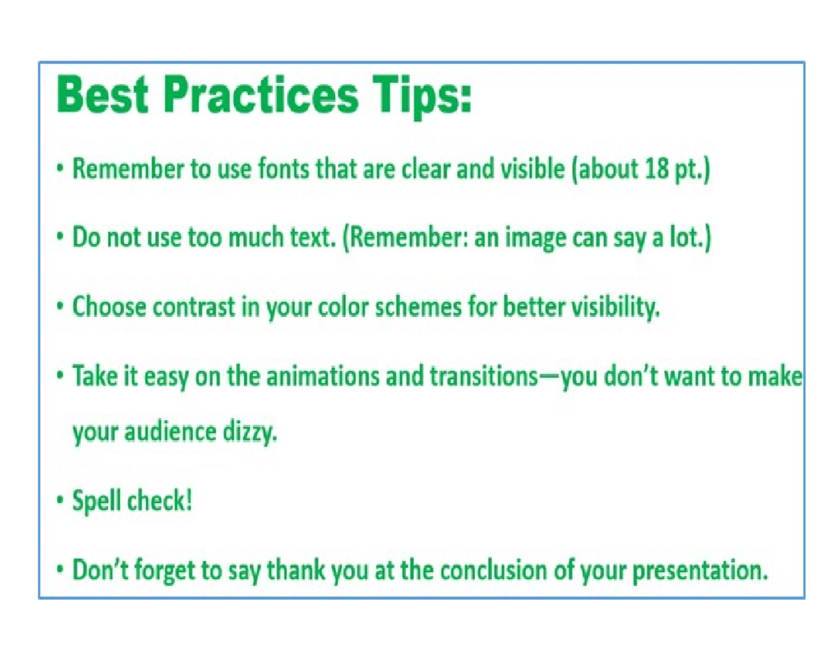 Grade 9 Microsoft PowerPoint: Best Practices for Presentations - Studocu