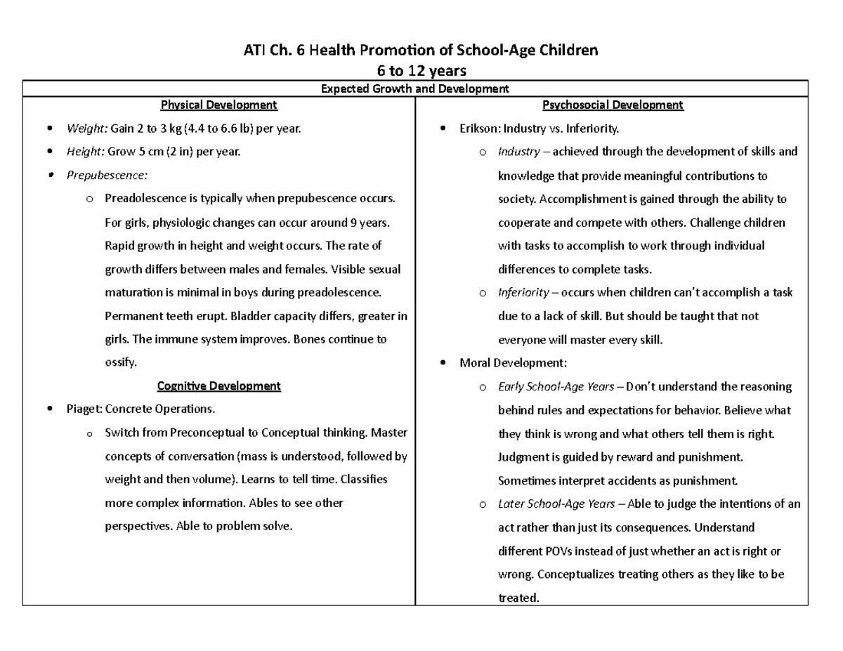 Peds ATI Ch. 4 - Health Promotion of Toddlers (1 year to 3 years) - ATI ...