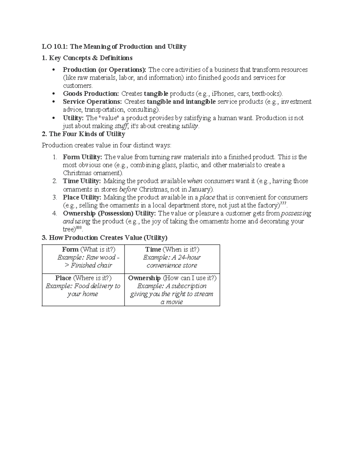 Chapter 10 Notes: Production, Utility, and Operations Management - Studocu