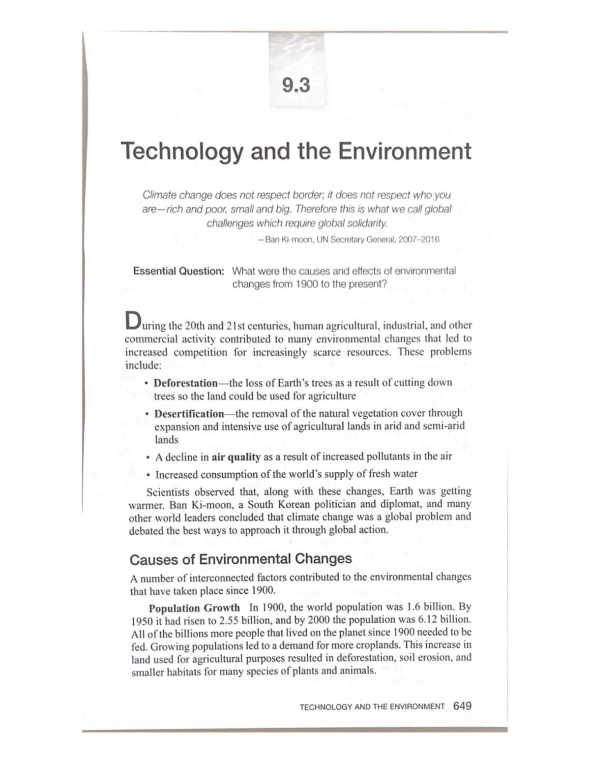 Environmental Challenges and Actions (HIST 9.3): 1900 to Present - Studocu