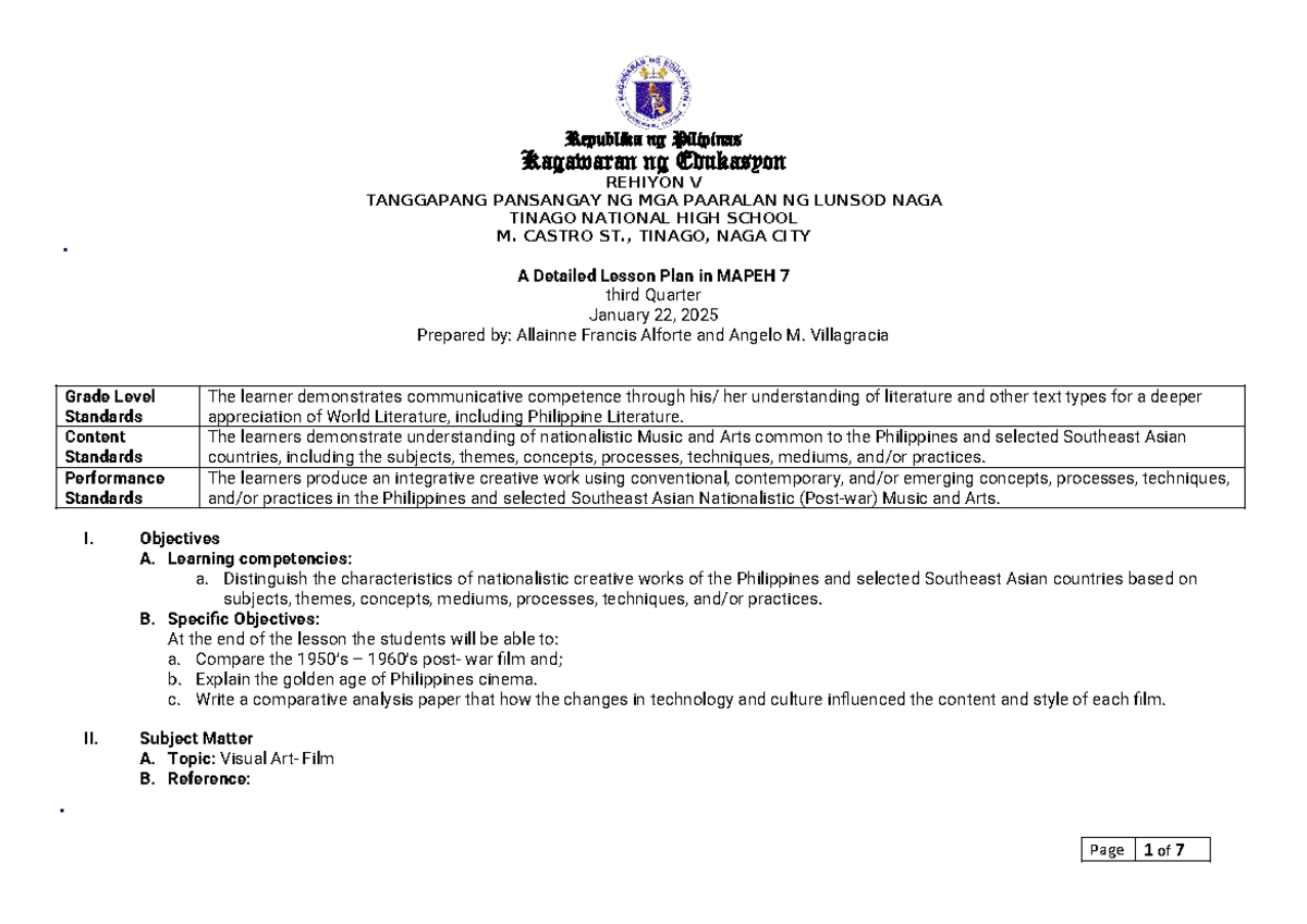 4As-Lesson-Plan-Dep ED-Format (1) - Republika ng Pilipinas Kagawaran ng ...