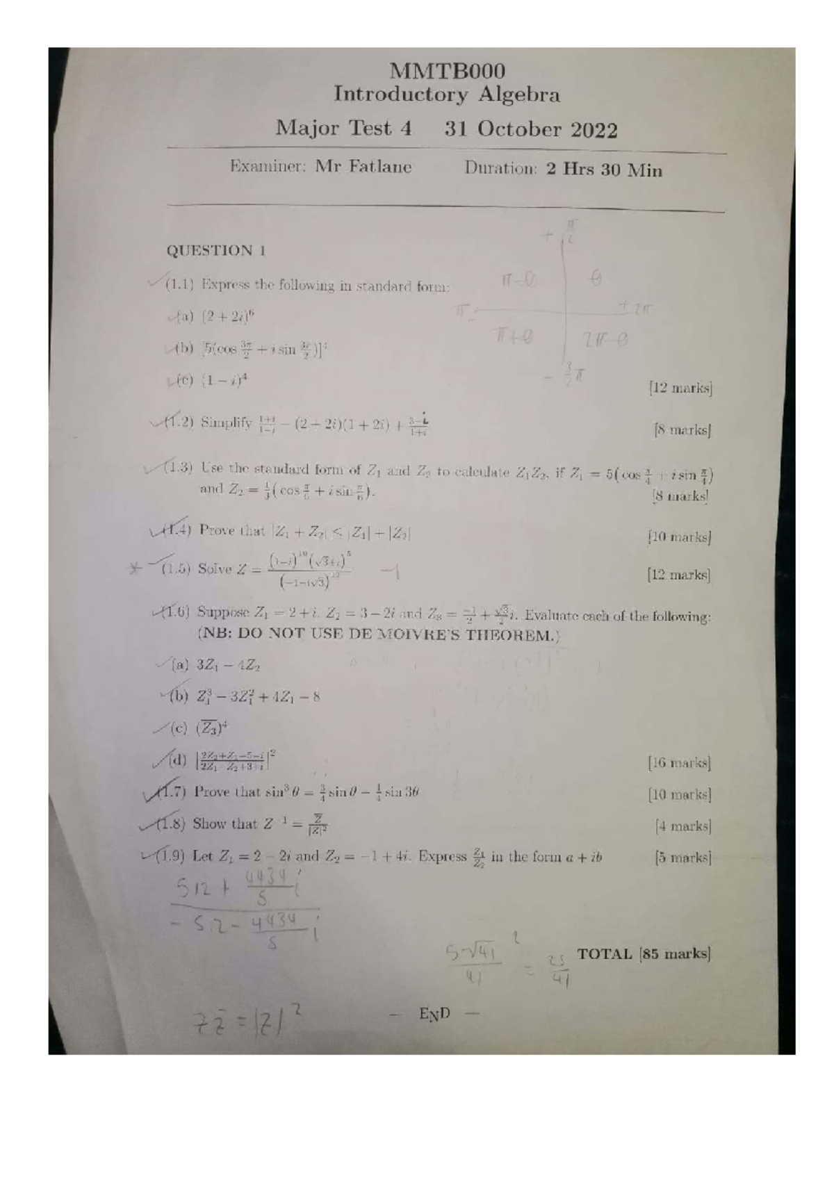 Introductory Algebra Major Test 4 - Practice Materials - Studocu