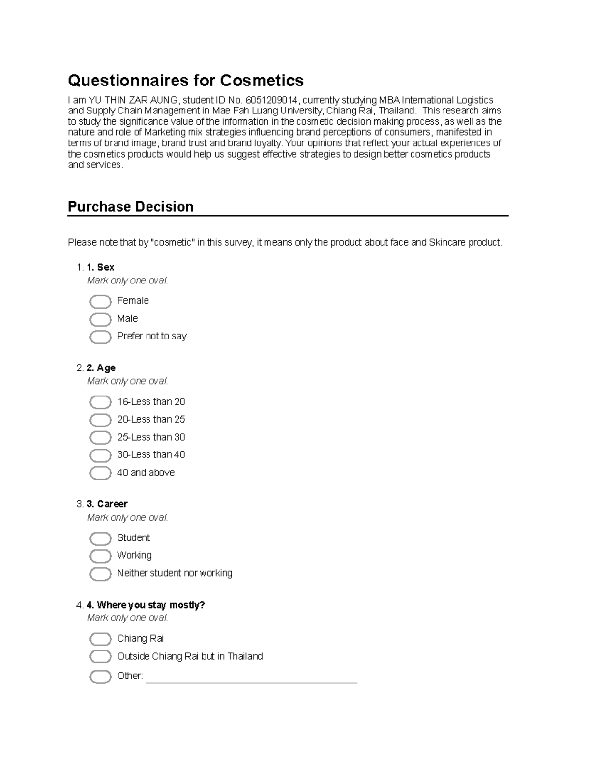 Cosmetics Questionnaires-Google Forms - Questionnaires for Cosmetics I ...