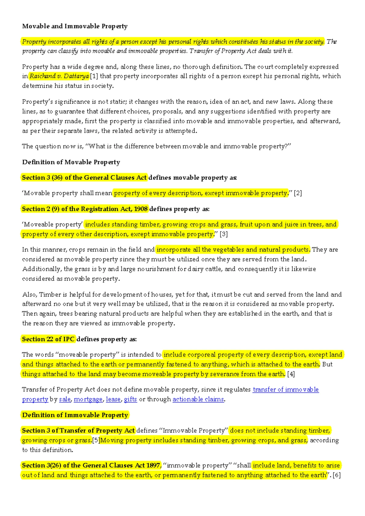 Transfer of Property Act: Movable vs. Immovable Property Analysis - Studocu