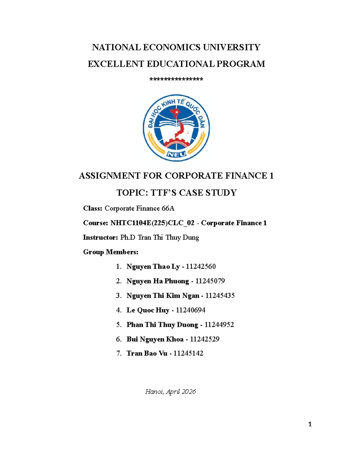 Corporate Finance 1 (NHTC1104E) Case Study: TTF Scandal Analysis - Studocu