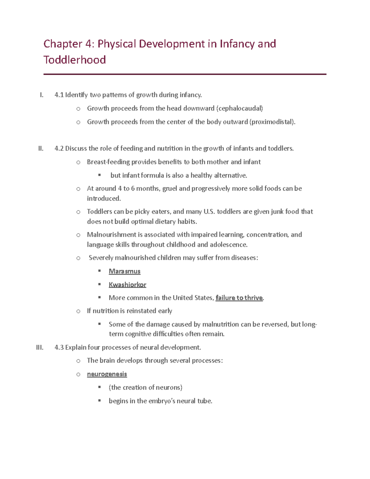 Chapter 4 Summary: Physical Development in Infancy & Toddlerhood - Studocu