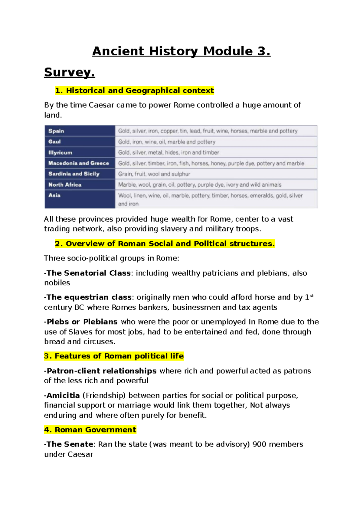 Module 3: Summary Notes on Caesar's Rise and Roman Society - Studocu