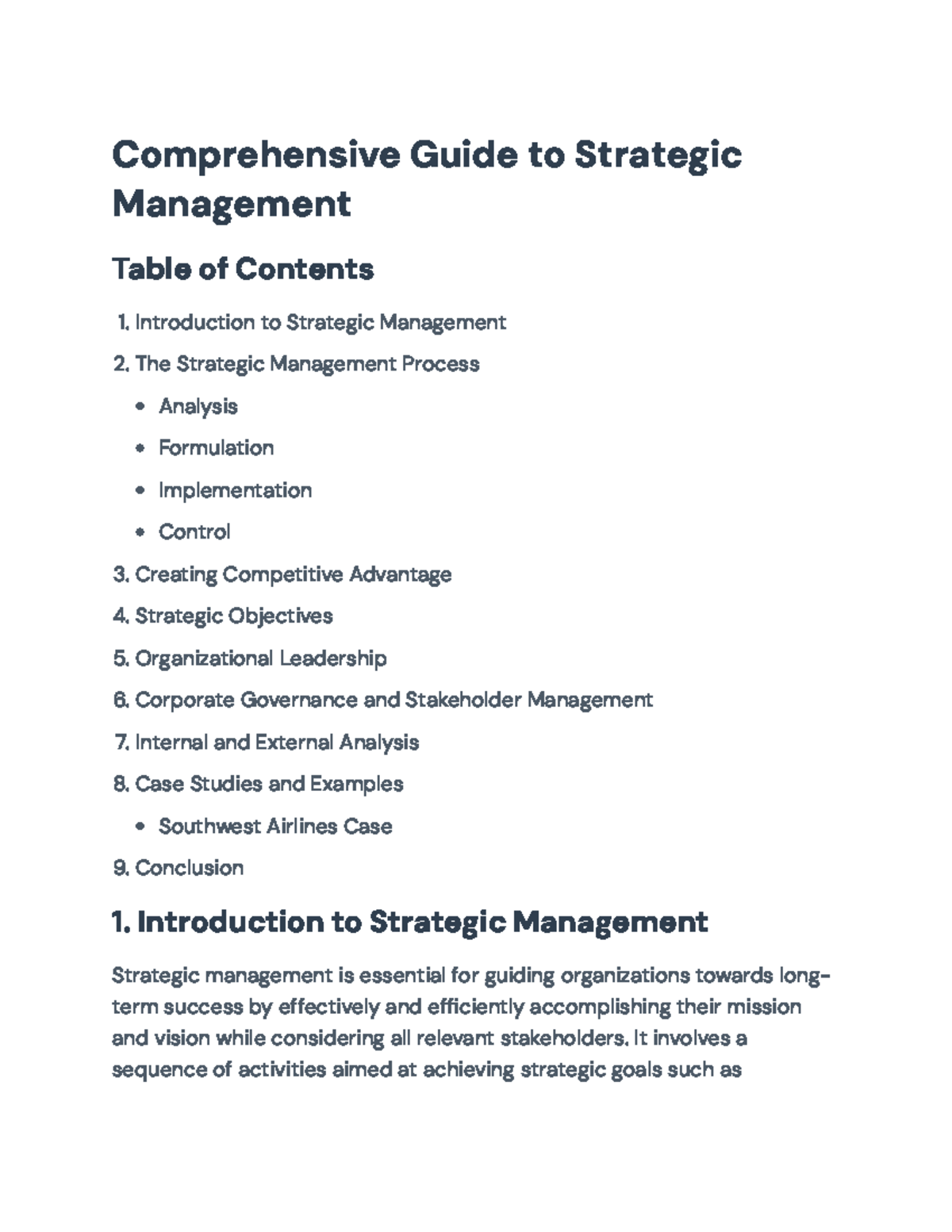 Comprehensive Guide to Strategic Management (Course Code: SM101 ...