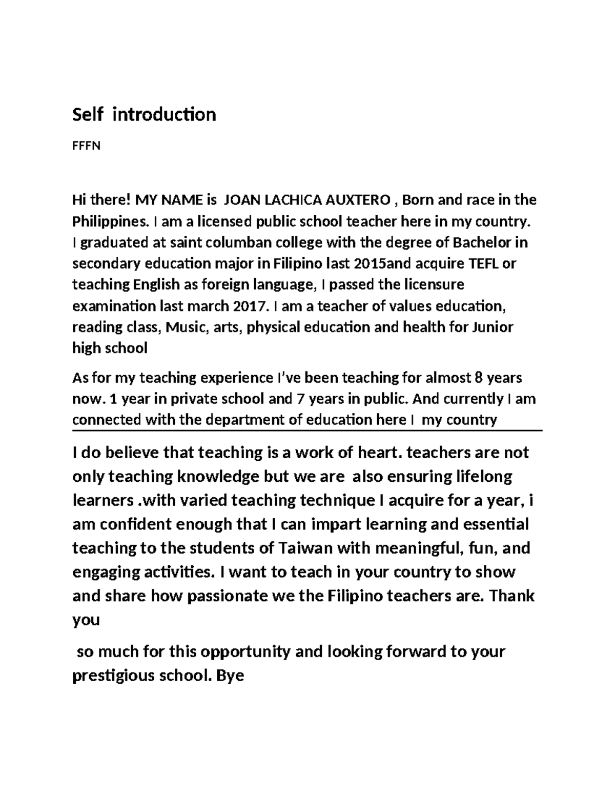 Self introduction script - Self introduction FFFN Hi there! MY NAME is ...