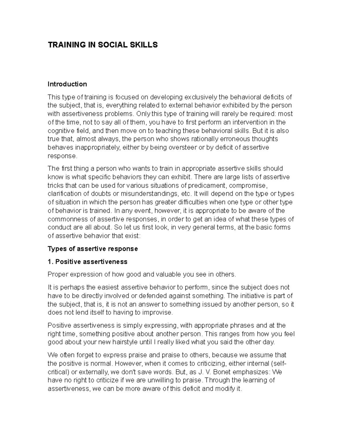 Training in social skills - TRAINING IN SOCIAL SKILLS Introduction This ...