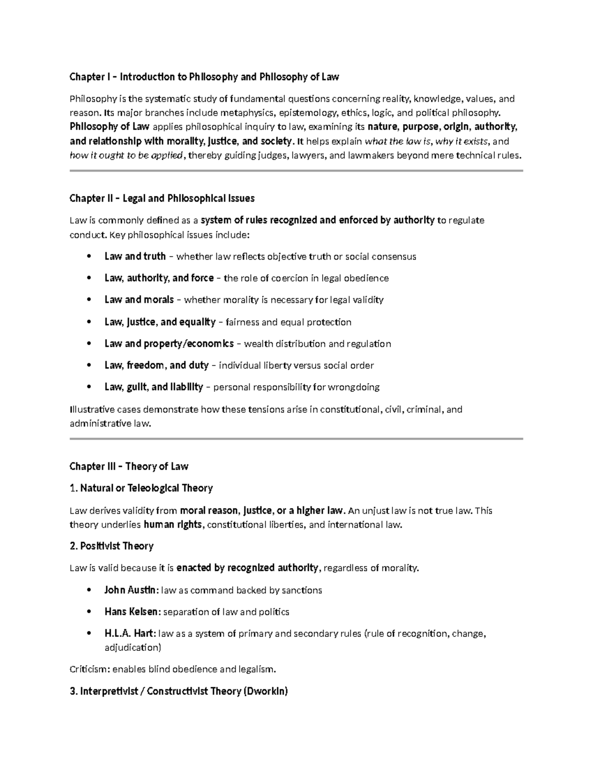 Philosophy of Law Review: Key Concepts and Theories (JD) - Studocu