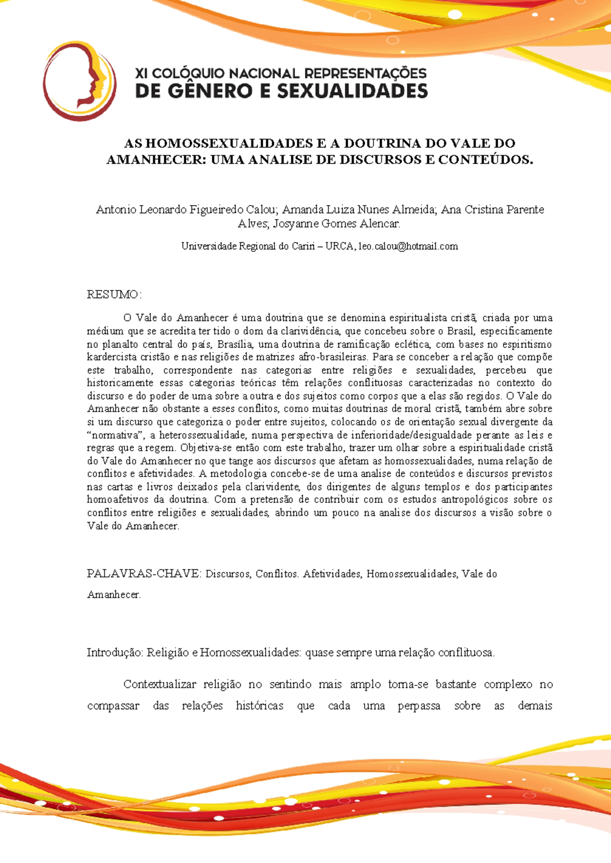 Análise dos Discursos sobre Homossexualidade na Doutrina do Vale do ...
