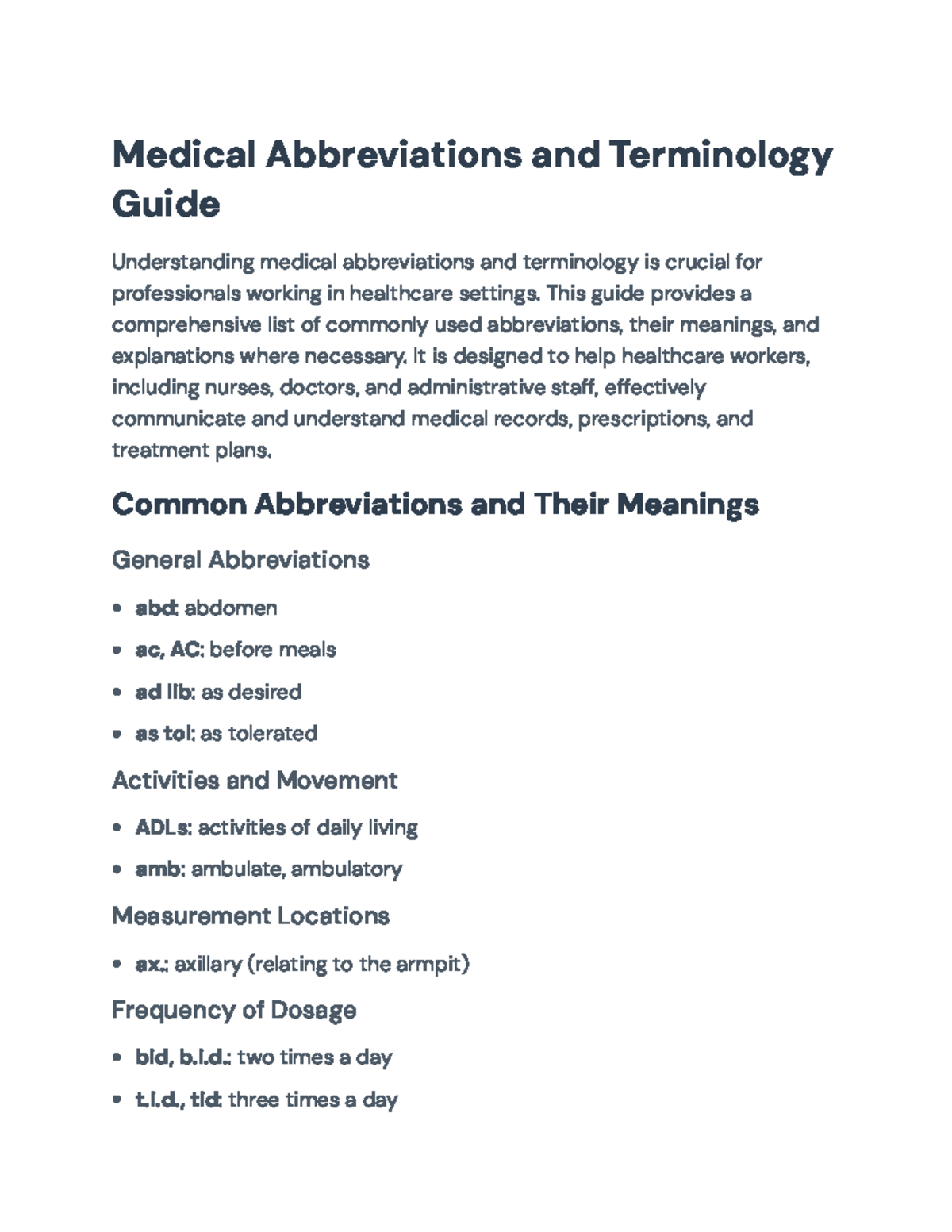 Medical Abbreviations & Terminology Guide for Health Prof. - Studocu