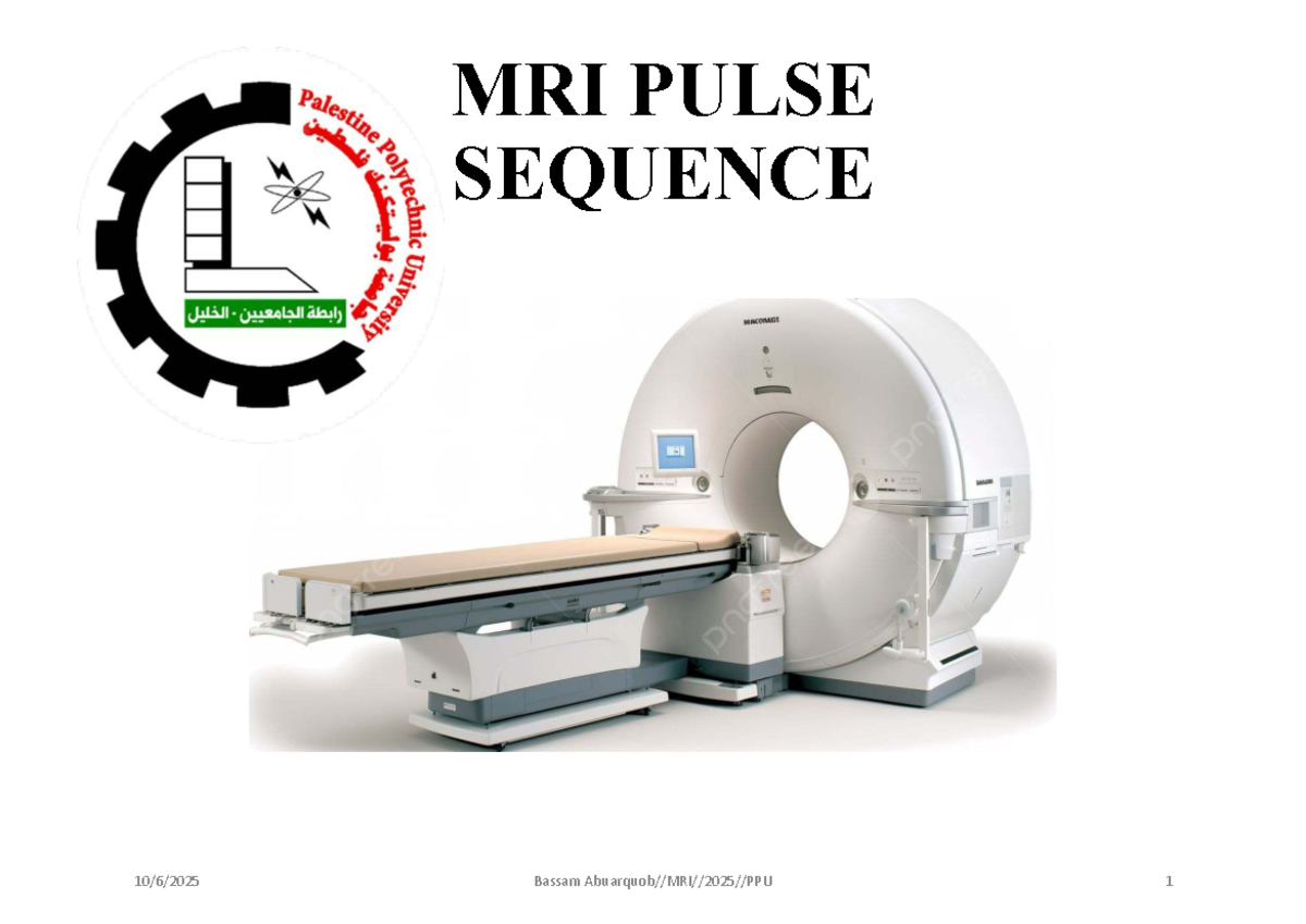 MRI Pulse Sequences: Key Concepts and Parameters - Studocu