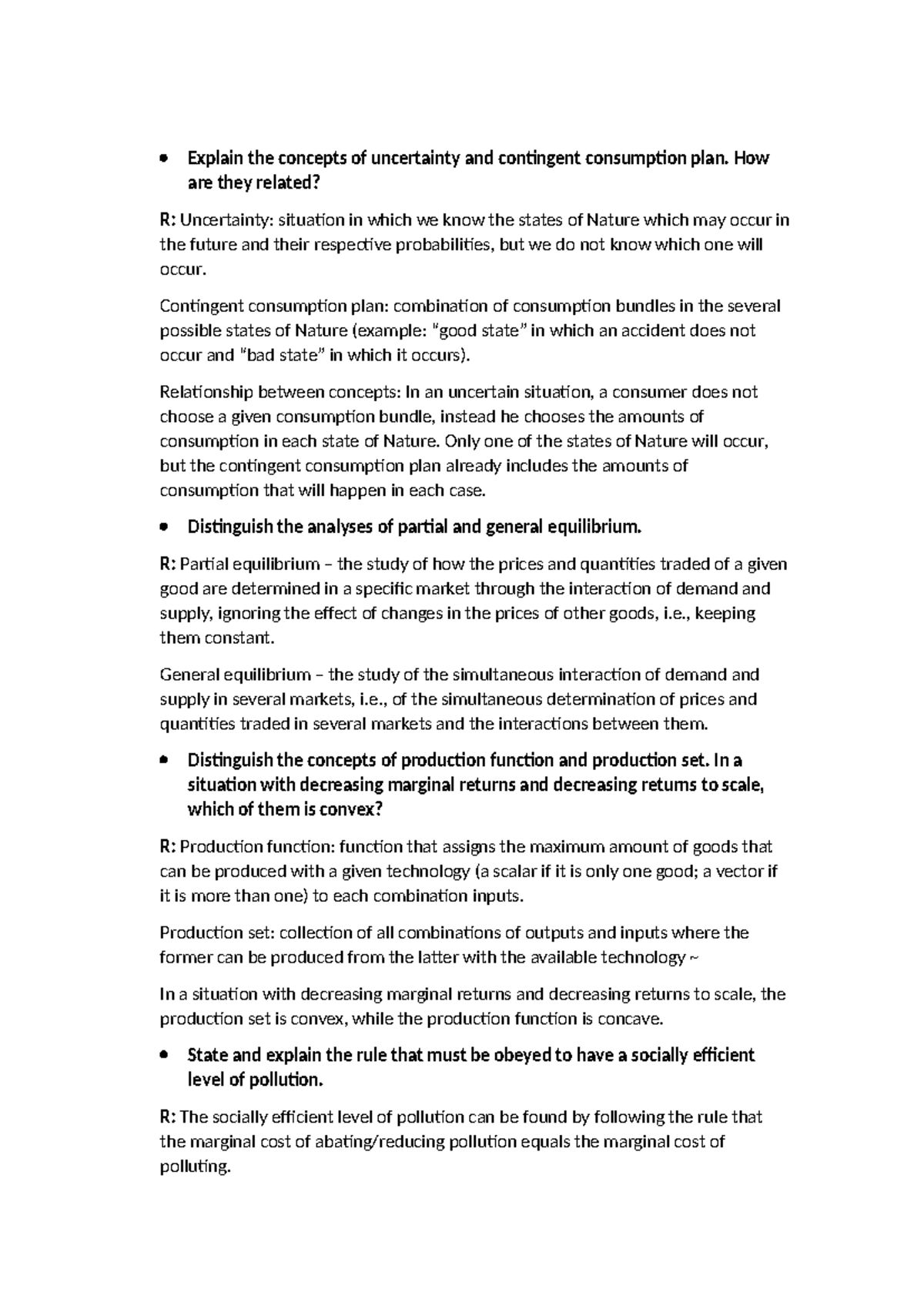 Theoretical Questions for Exam 2: Uncertainty, Consumption, and ...