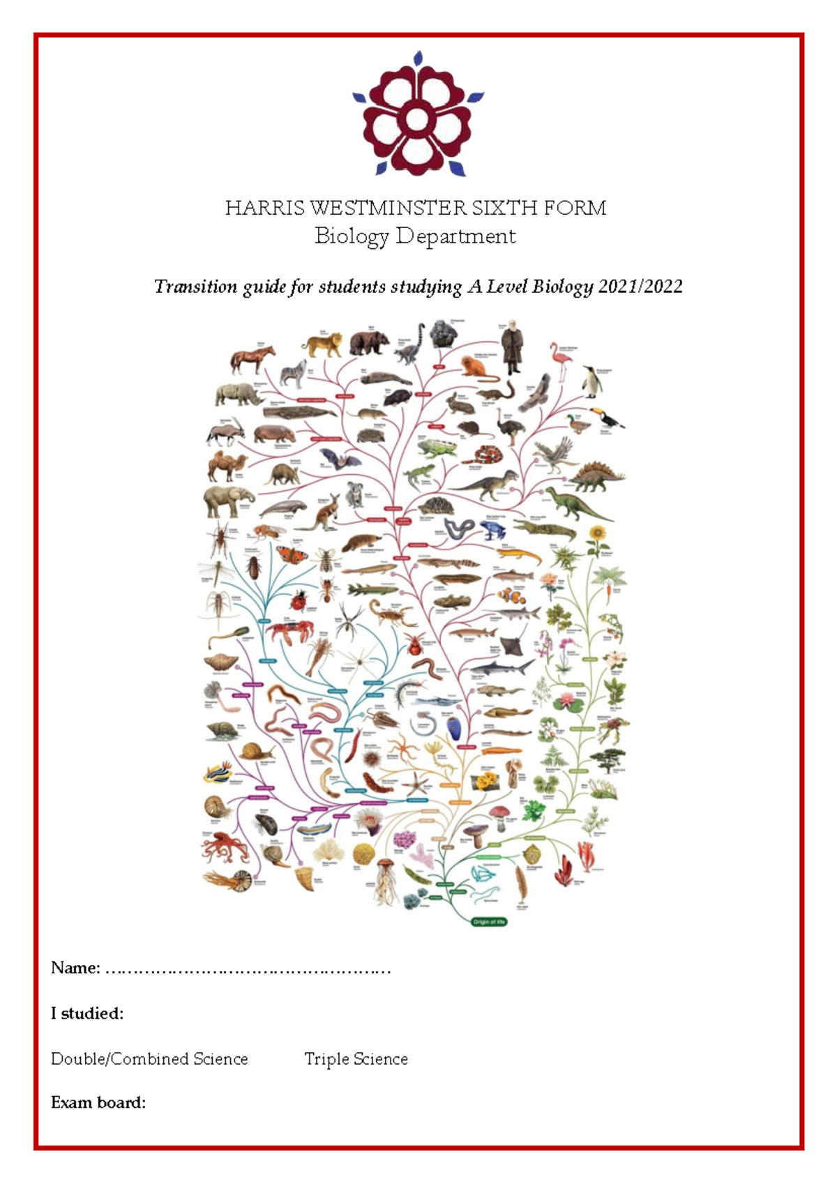 2021 Biology Summer Homework HWSF - HARRIS WESTMINSTER SIXTH FORM ...