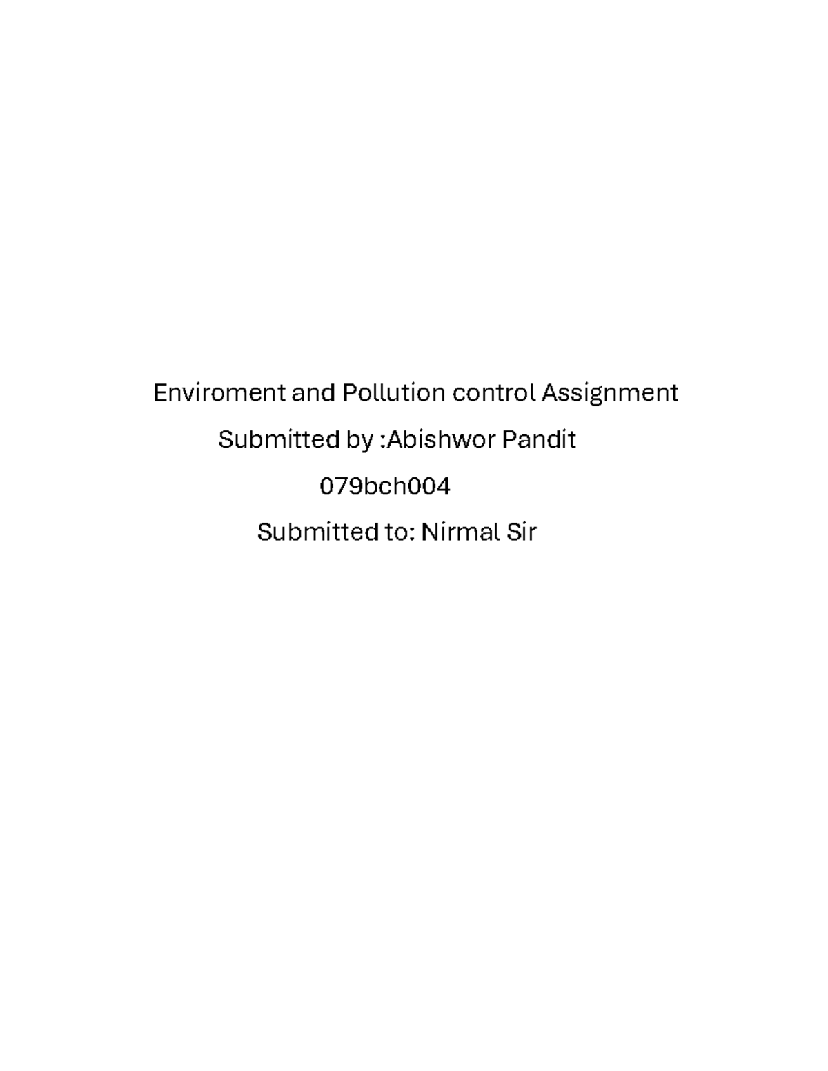 BCH004: Biomes and Pollution Control Assignment Notes - Studocu