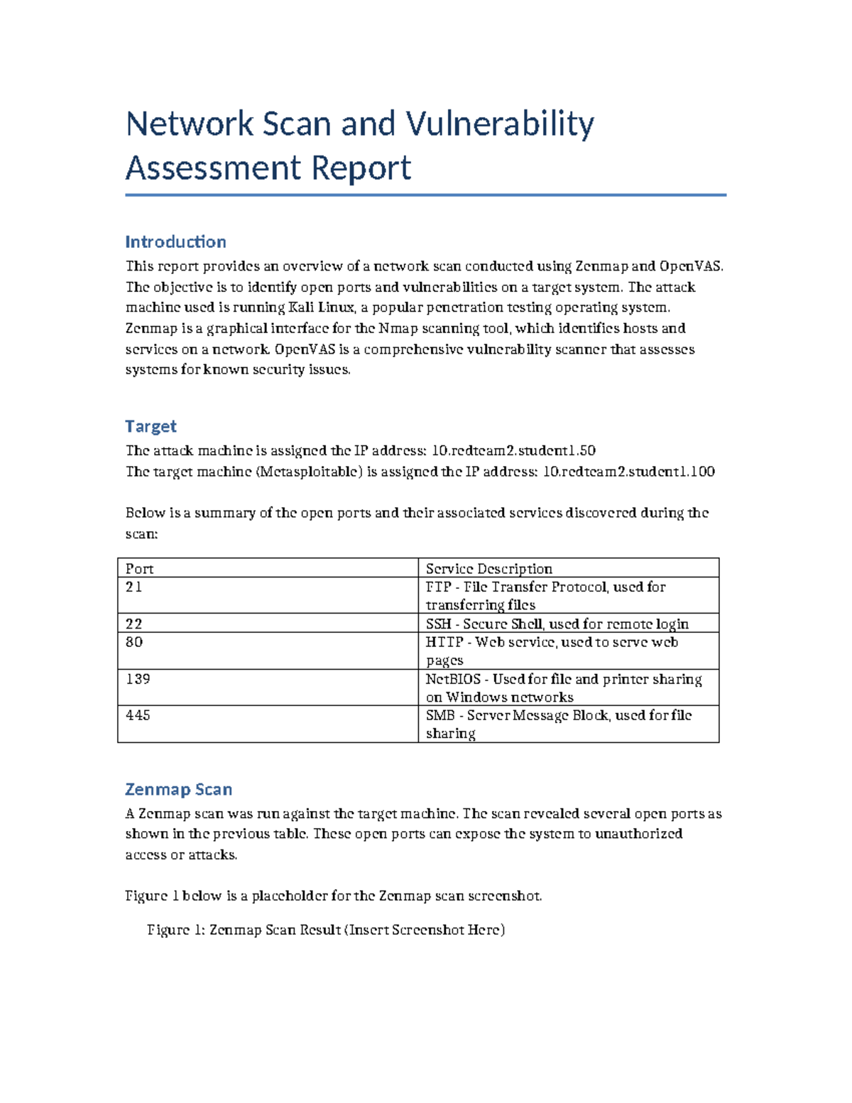 Network Scan & Vulnerability Assessment Report (CS101) - Studocu