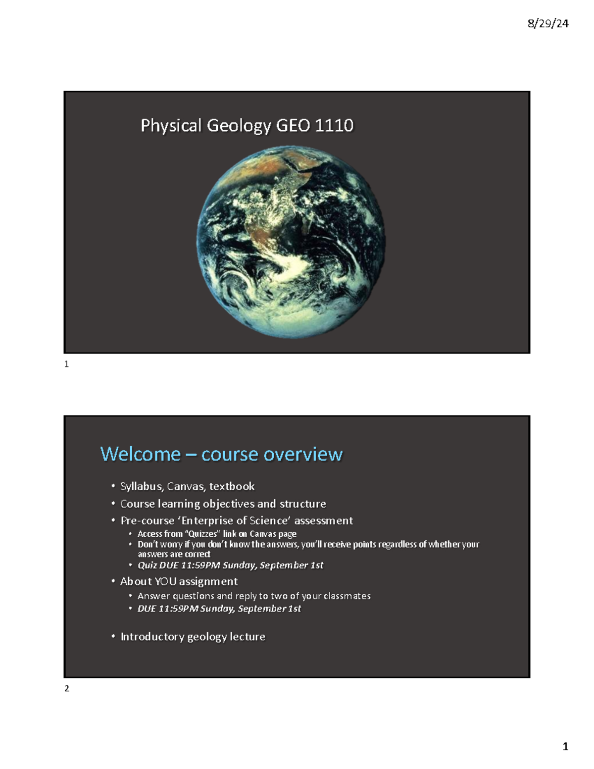 Introduction to Geology: Concepts from GEO 1 Lecture Notes - Studocu