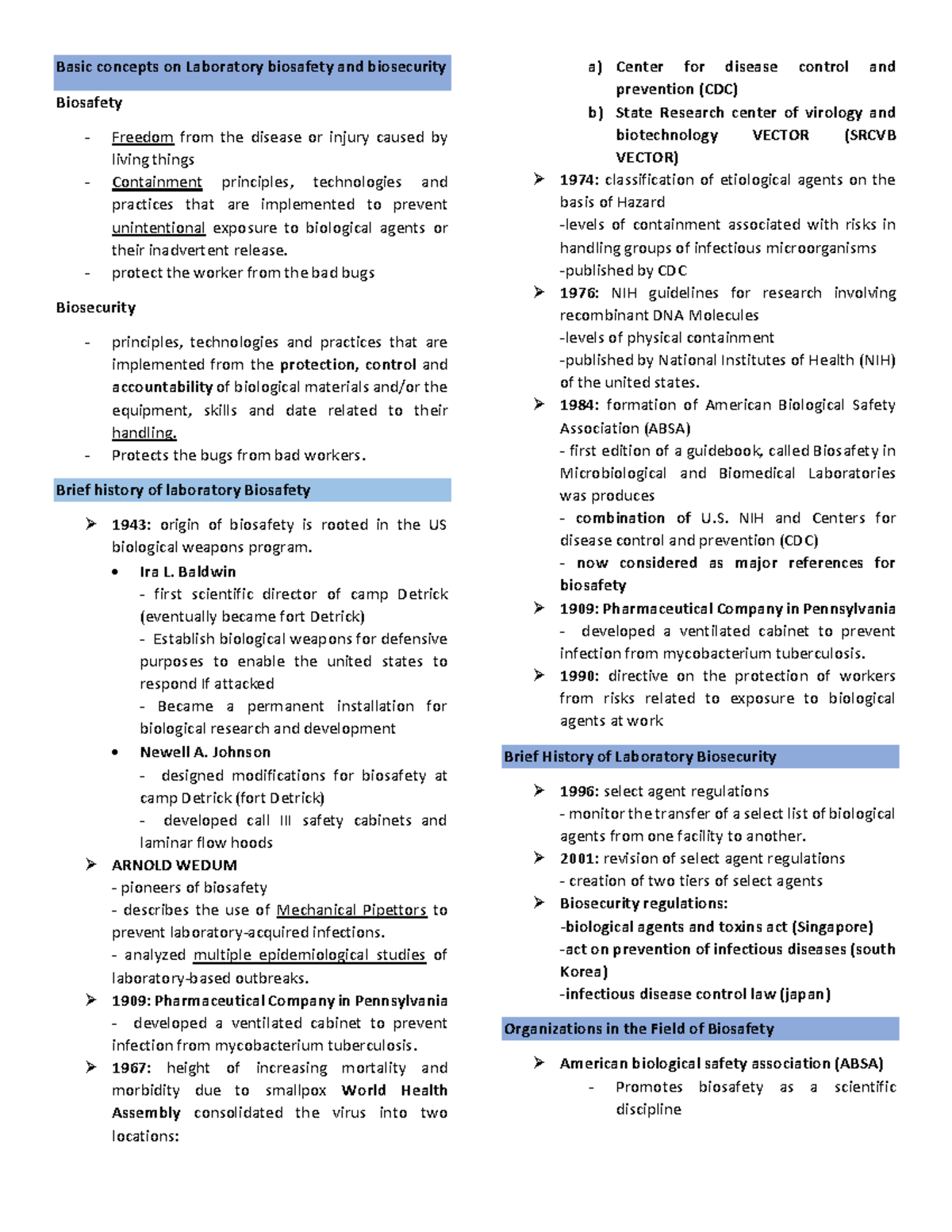 PMLS 6: Principles of Laboratory Biosafety and Biosecurity - Studocu