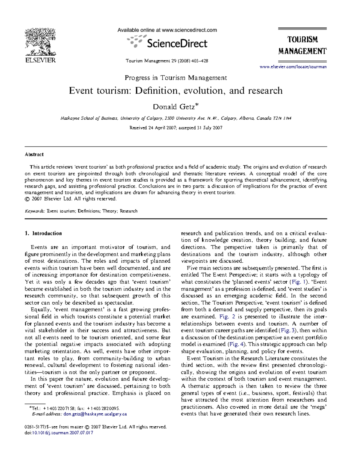 Event Tourism: Definition, Evolution, and Research Insights (TM 29 ...