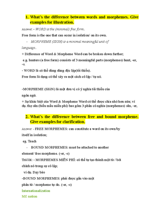 FULL TEST - Đề thi mẫu - Morpho test 1 Sinh viên điêền đáp án ch n vào ...