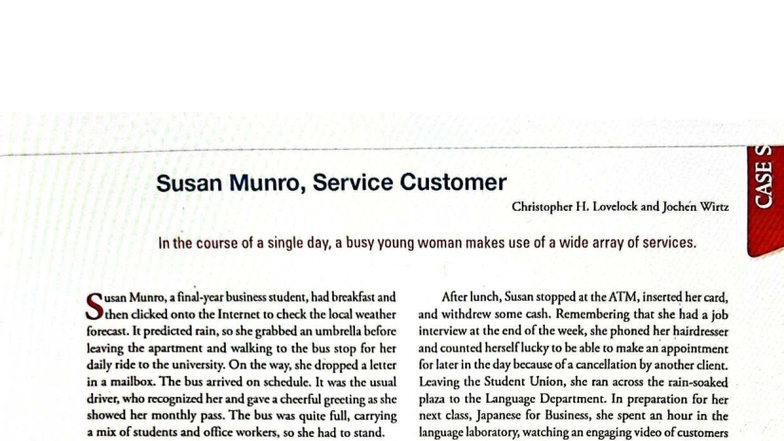 Susan Munro's Service Experience Case Study (BUS 101) - Studocu