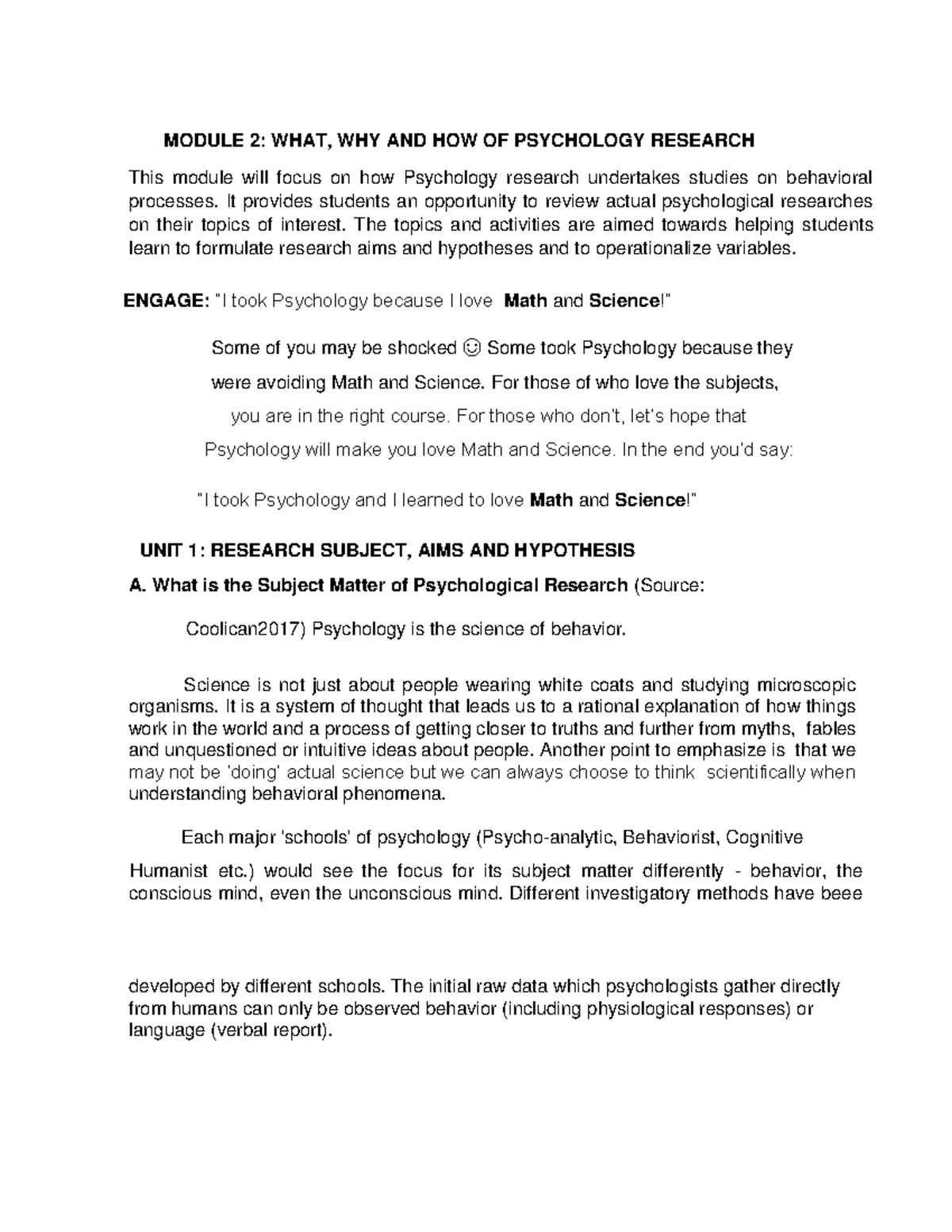 ENG 101: Module 2 - Understanding Psychology Research Methods - Studocu