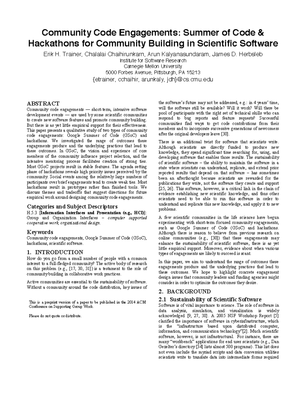 GSoC and Hackathons: Community Code Engagements for Software ...
